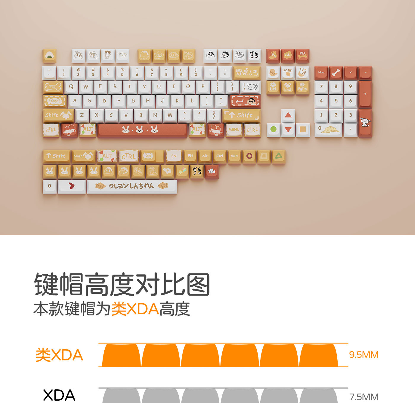 蜡笔小新XDA键帽机械键盘客制化个性可爱键帽热升华PBT接受定 制-阿里巴巴