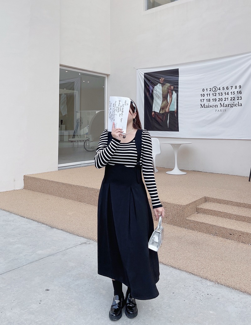 背带裙 秋季新款大码女装胖mm法式肩带高腰鱼骨背带裙N8229-阿里巴巴
