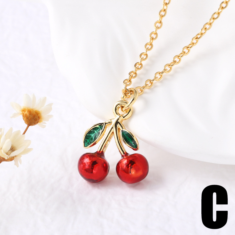 A Gold-plated Copper Fruit Cherry Necklace:Asujewelry.com