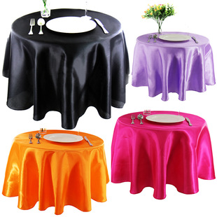 Round 145cm(57inch) Satin Tablecloth Solid Color Table跨境专-阿里巴巴