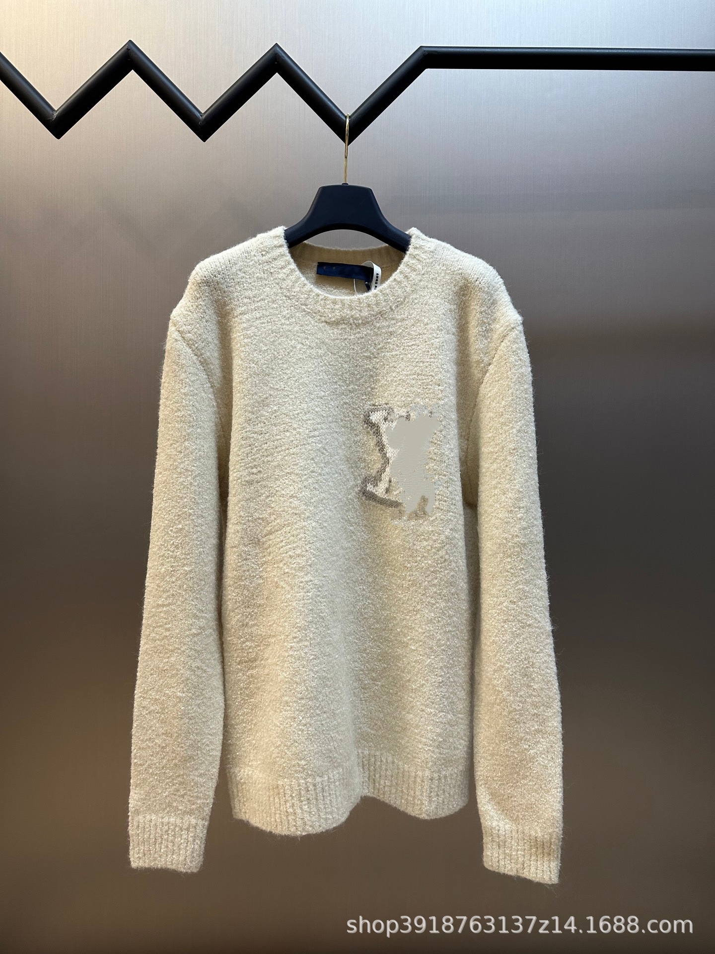 毒家高品质驴家25新款嵌花提花针织毛衣圆领男女字母镜像上衣宽-阿里巴巴