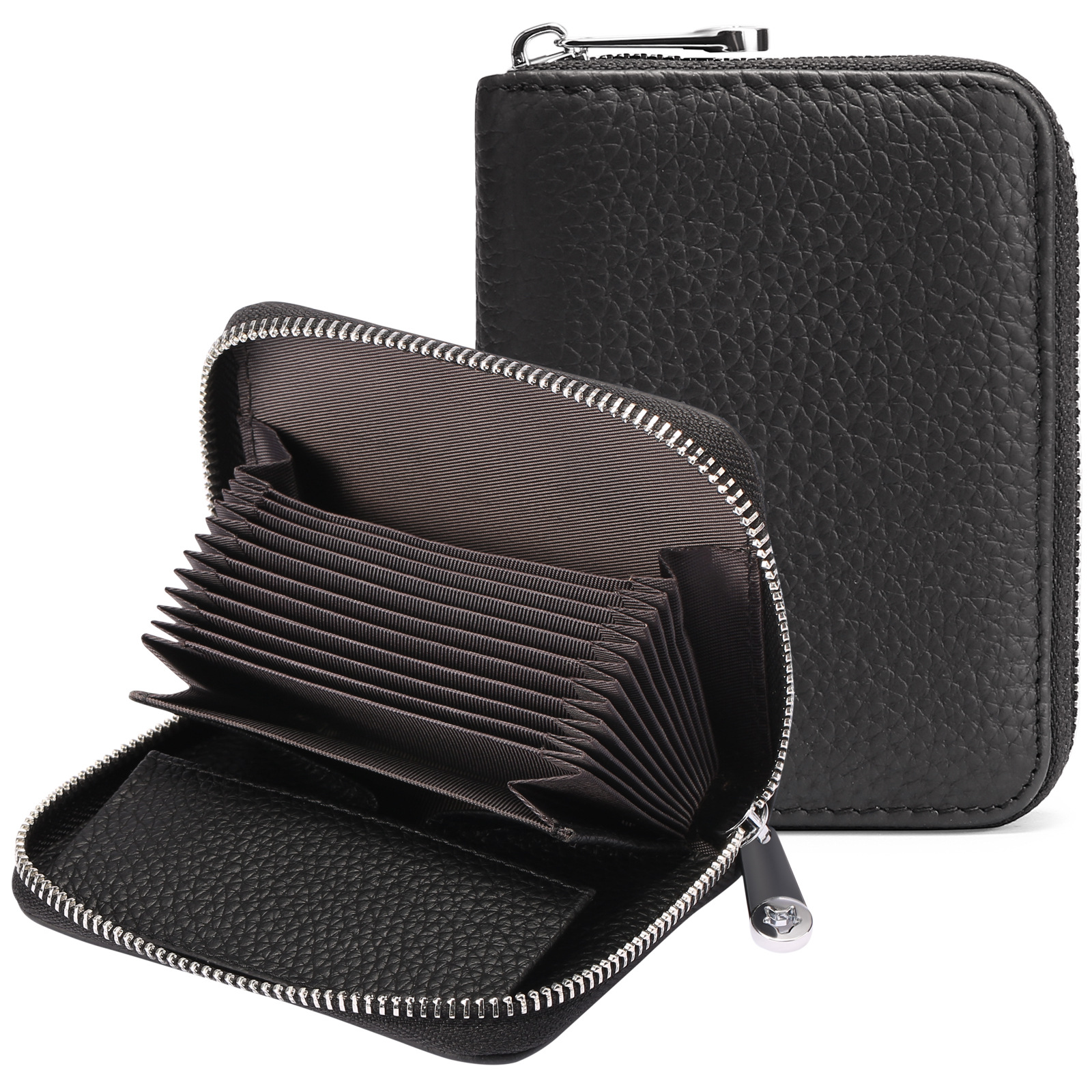 亚马逊卡包批发真皮rfid 日式零钱包拉链卡套女款风琴卡包大容量-阿里巴巴