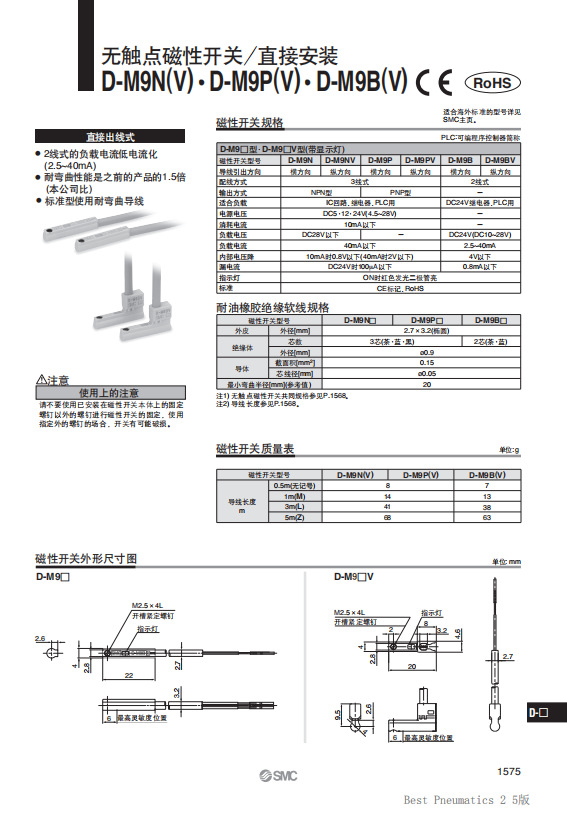 SMC磁性开关/感应线3C-D-A93L D-M9BL D-Z73L D-M9NL D-C73L-阿里巴巴