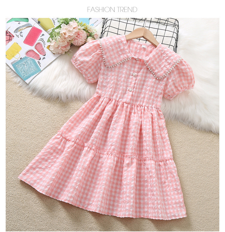 女童连衣裙夏装2025新款洋气学院风格子裙夏季时尚小女孩儿童裙子-阿里巴巴