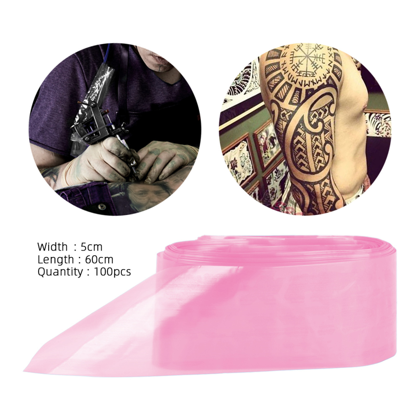 100pcs Pink Semi Transparent Tattoo Hooking Bag, Disposable Tattoo ...