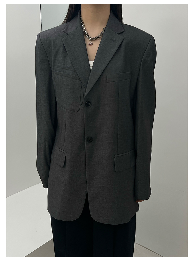 [清仓特价 不退换]假口袋设计日常宽松挺阔小西装外套V12141-阿里巴巴