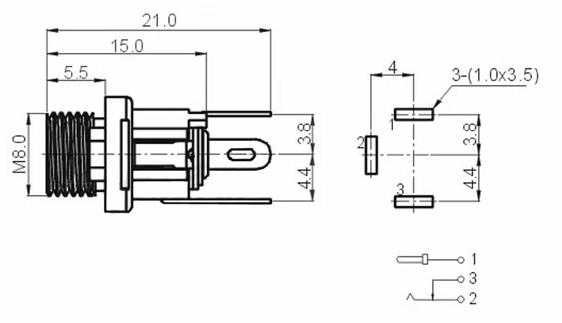 DC025M 5.5x2.1/2.5mm DC电源插座母头 DC-025M插座带螺纹 DC5521-阿里巴巴
