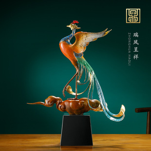 荣芙铜凤凰摆件纪念品客厅玄关工艺品办公室大型金属雕塑礼品-阿里巴巴