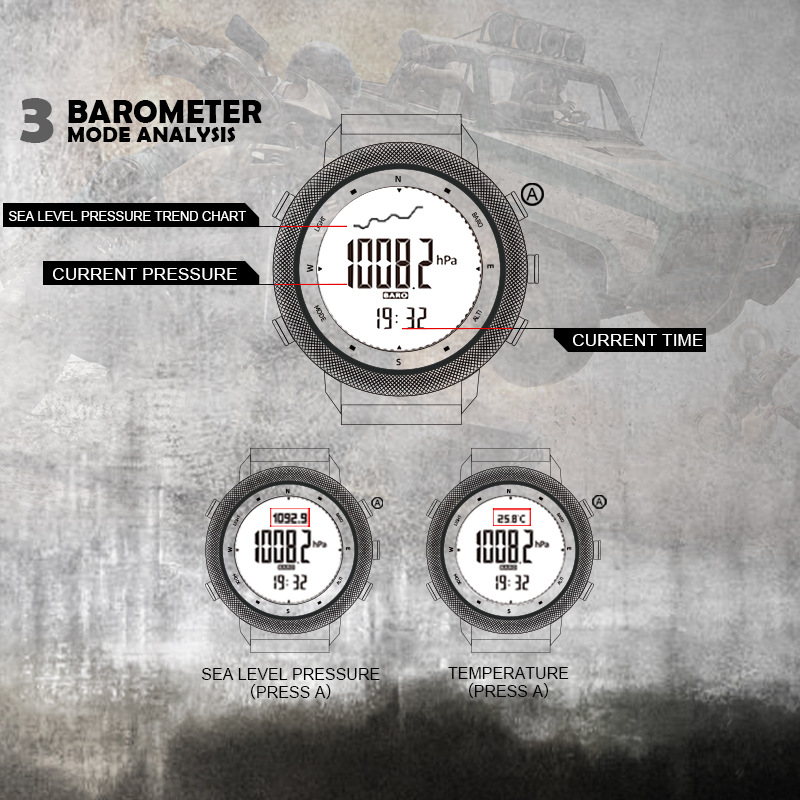 Digital Watch Sports Waterproof Altimeter Barometer Compass-阿里巴巴
