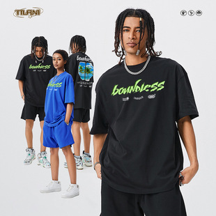 TILANI男装夏季短袖t恤男生帅气宽松休闲印花百搭上衣学生透气-阿里巴巴