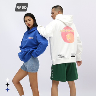 RFSD男装|2023秋冬新品380g轻抓绒宽松潮牌上衣印花连帽卫衣男女-阿里巴巴