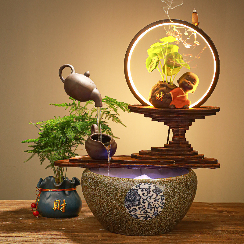 Creative Chinese Style lucky Water Fountain decoration hanging pot ...