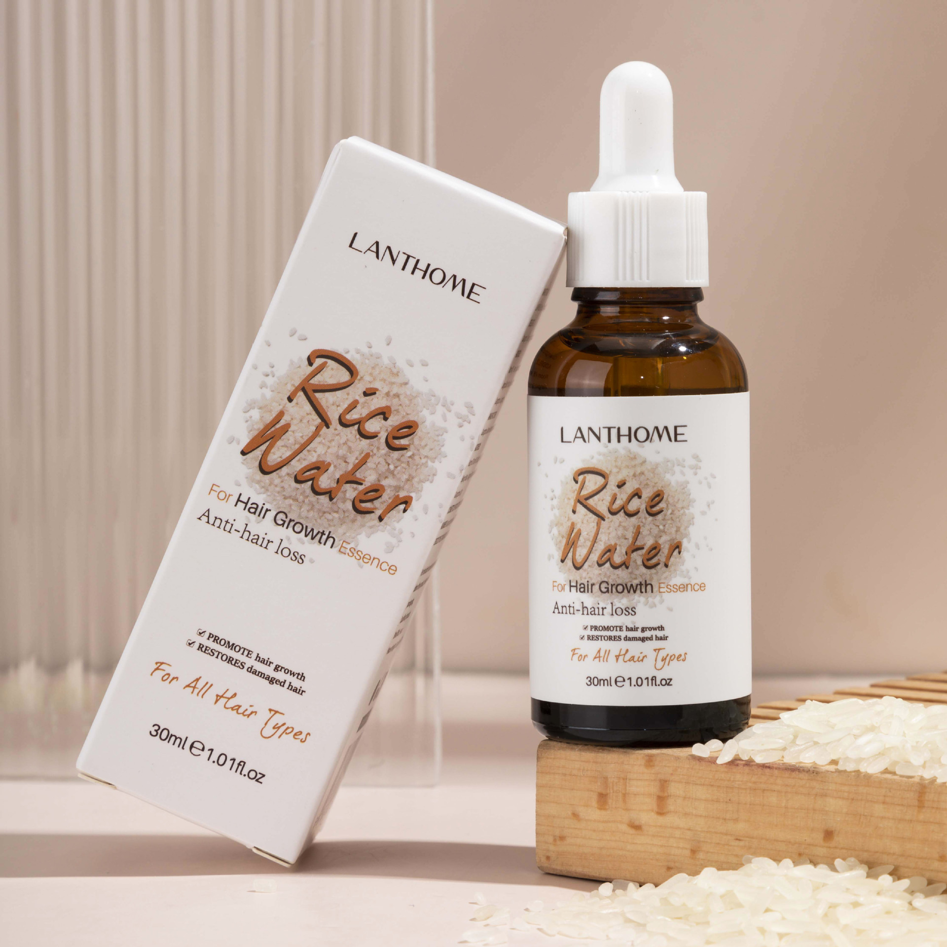 LANTHOME water rice 米水头发精华 保湿滋润顺发精油护发营养精-阿里巴巴