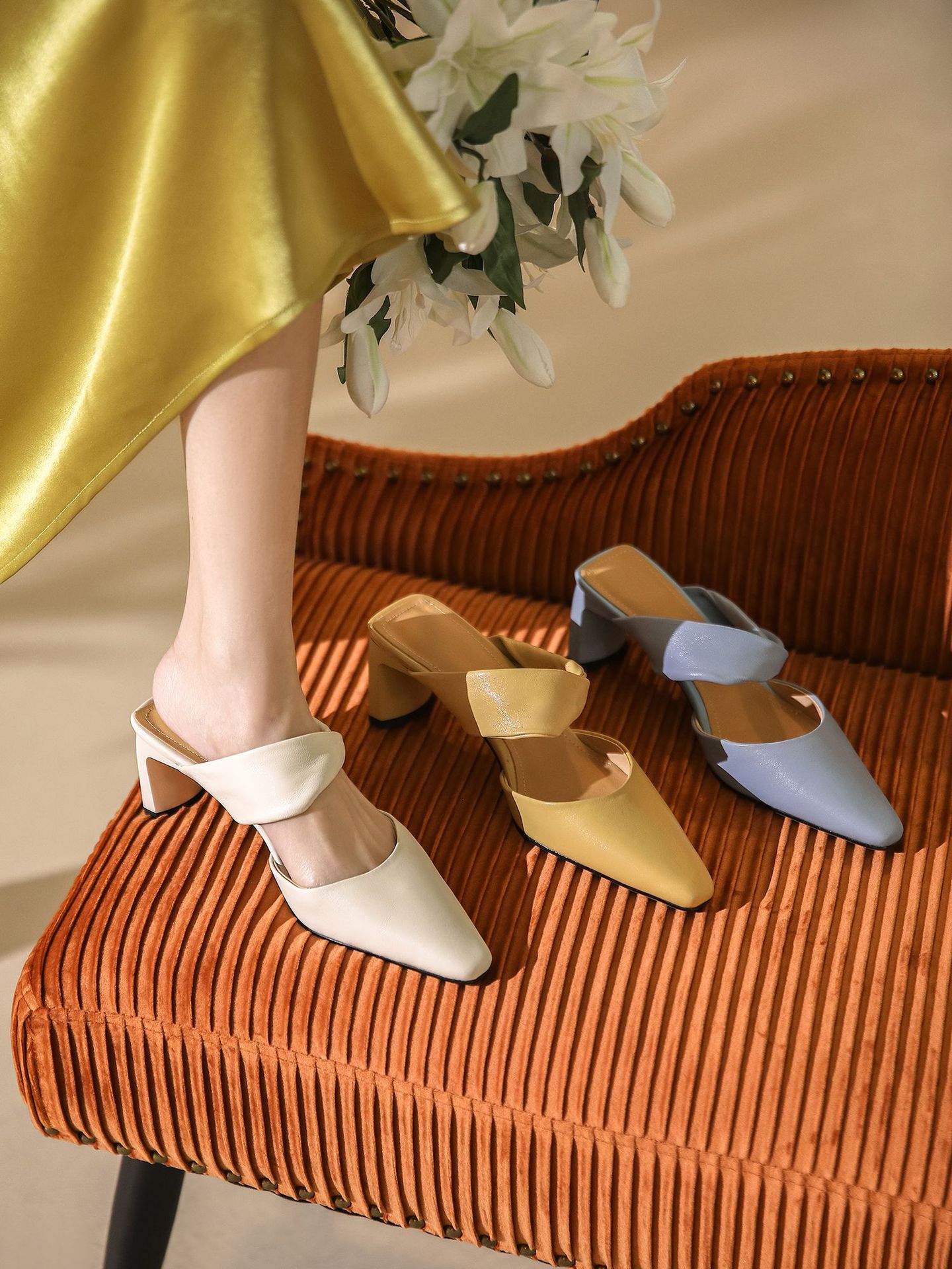 CHIKO Astrid Square Toe Chunky Heels Clogs/Mules Shoes