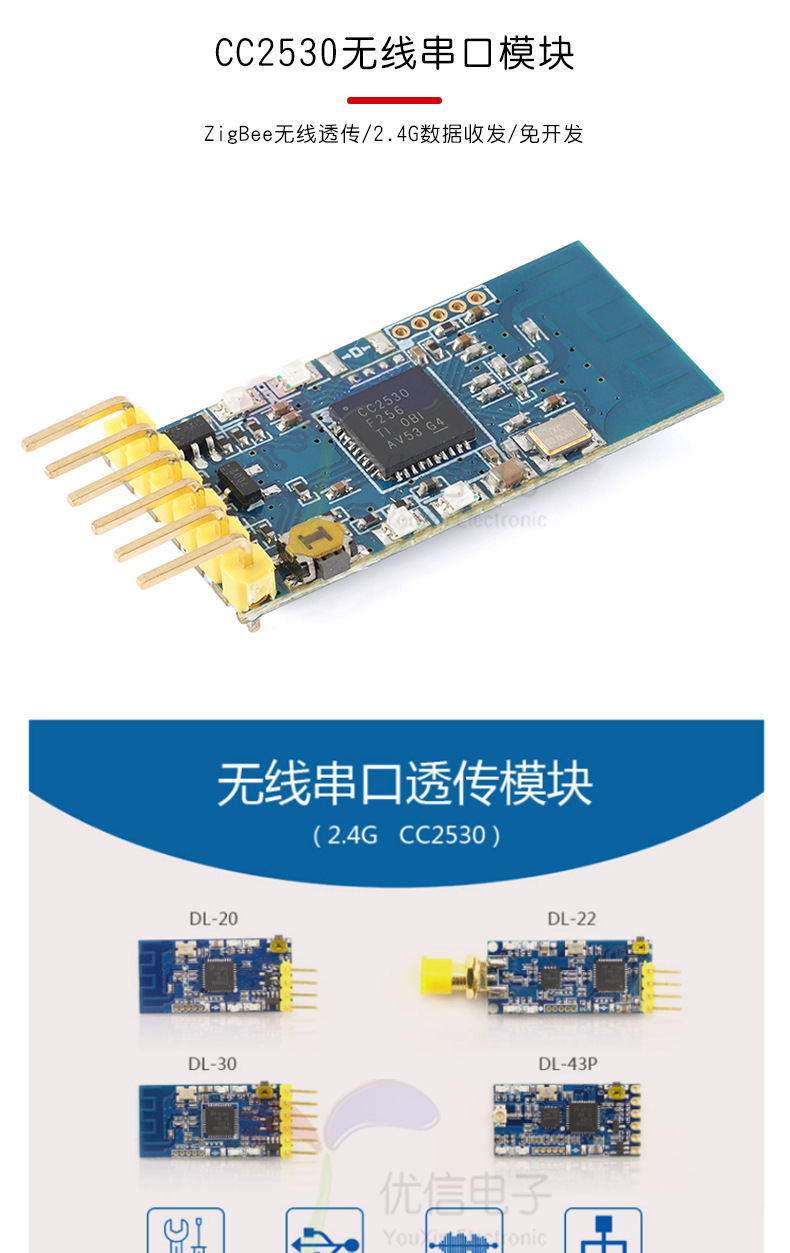 DL-20/22/30/43P CC2530无线串口模块 ZigBee组网无线透传-阿里巴巴