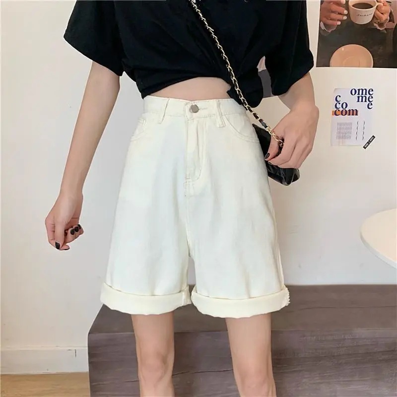 Summer 2022 New Internet Celebrity High Waist White Denim Shorts Women ...