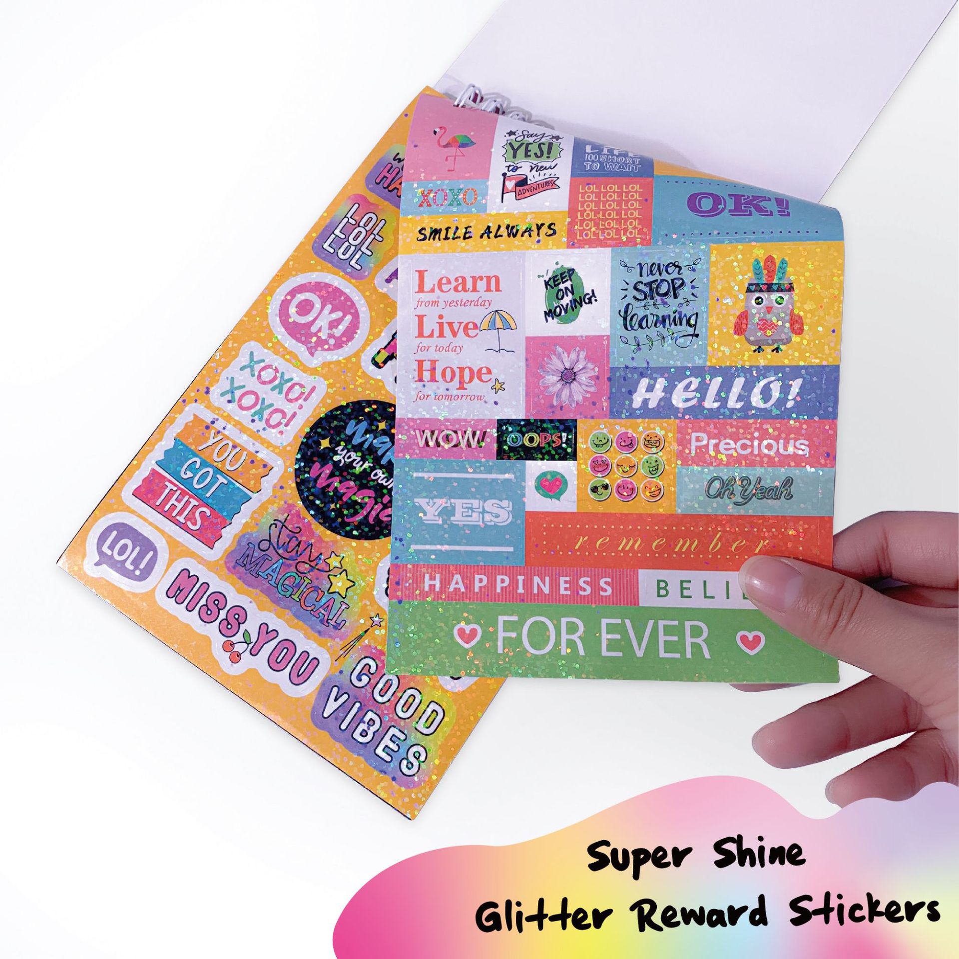 跨境Glitter Sticker Book英文镭射卡通diy趣味派对闪光贴纸本-阿里巴巴