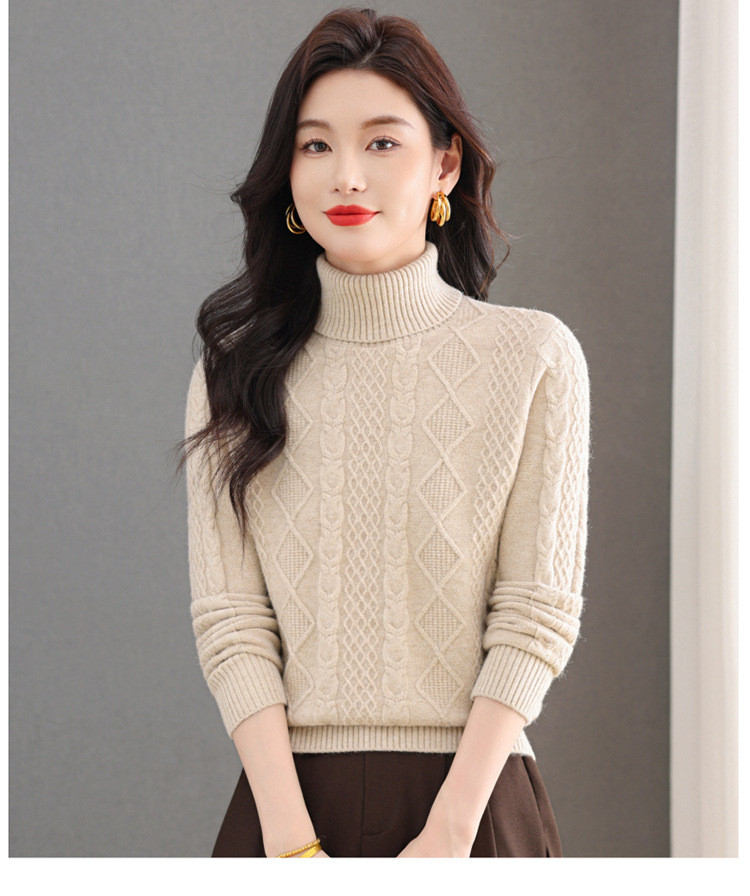 羊毛衫2025秋冬新款女士高领短款绞花针织打底衫厚保暖毛衣女-阿里巴巴