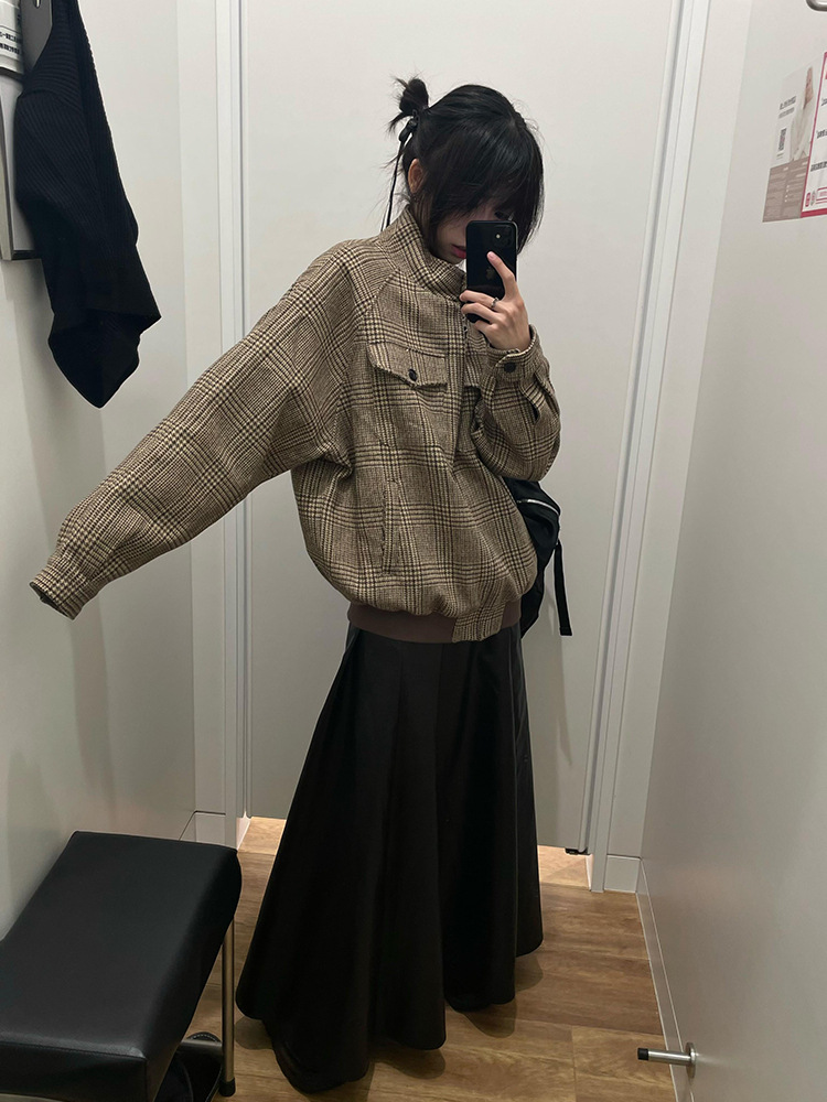 美式千鸟格哈灵顿夹克男2025春秋新款高级感短款立领cleanfit外套-阿里巴巴