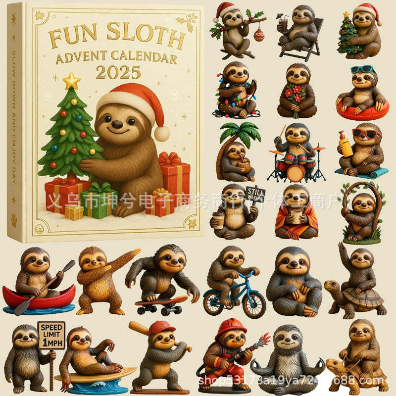 跨境新品 Fun Sloth Advent Calendar 2025 树懒降临节日历盲盒-阿里巴巴