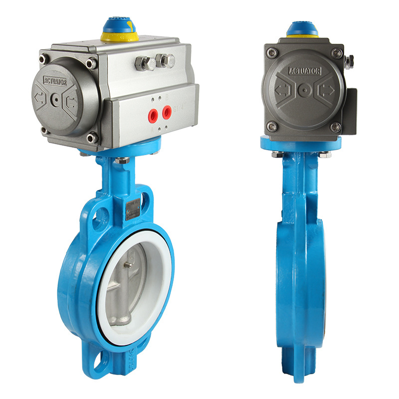 D671X-10P D671F-10P不锈钢气动对夹蝶阀 四氟密封蝶阀 橡胶密封-阿里巴巴