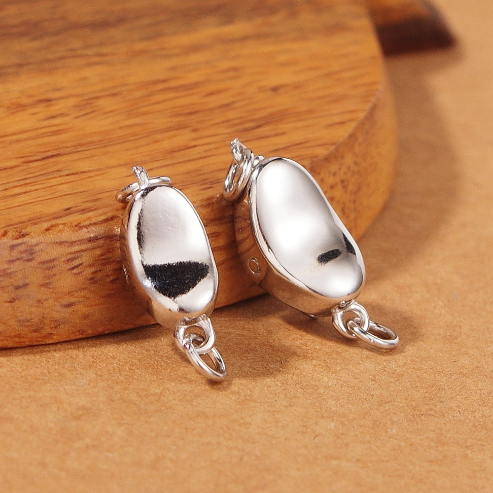 S925纯银元宝扣珍珠项链扣DIY手工串珠编绳配件扣子豌豆扣 手链扣-阿里巴巴