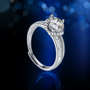 星光皇后莫桑银戒指1克拉S925银镀PT950白金不掉色一件代发莫桑钻-阿里巴巴