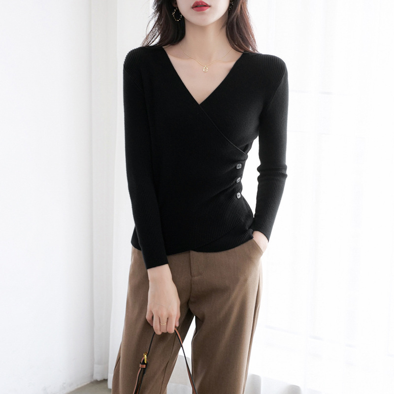 Elegant V-neck thin sweater women's autumn and winter New Women's inner ...