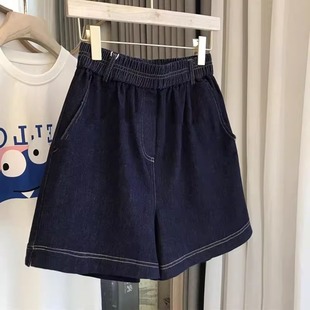 M~4XL大码薄款牛仔女式短裤夏季高腰胖妹妹MM显瘦阔腿五分中裤夏-阿里巴巴