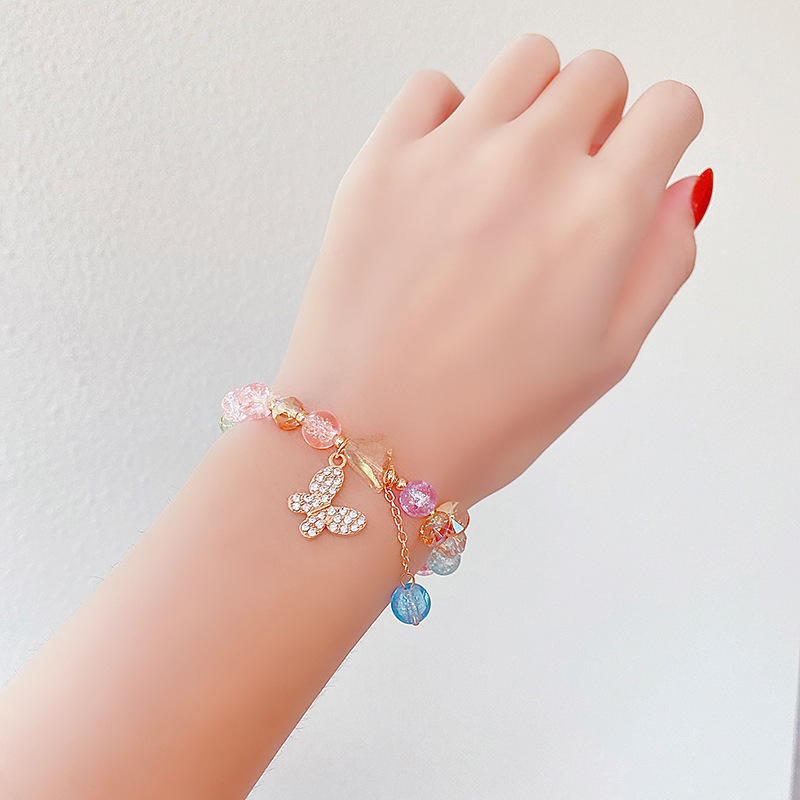 Cartoon children bracelet female baby cute girls princess glass beads ...