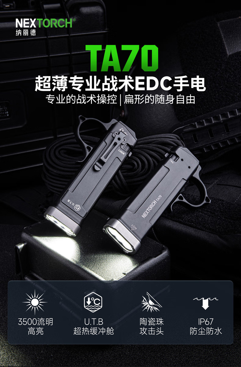 NEXTORCH纳丽德TA70强光手电筒超薄专战术EDC高亮长续航户外搜索-阿里巴巴