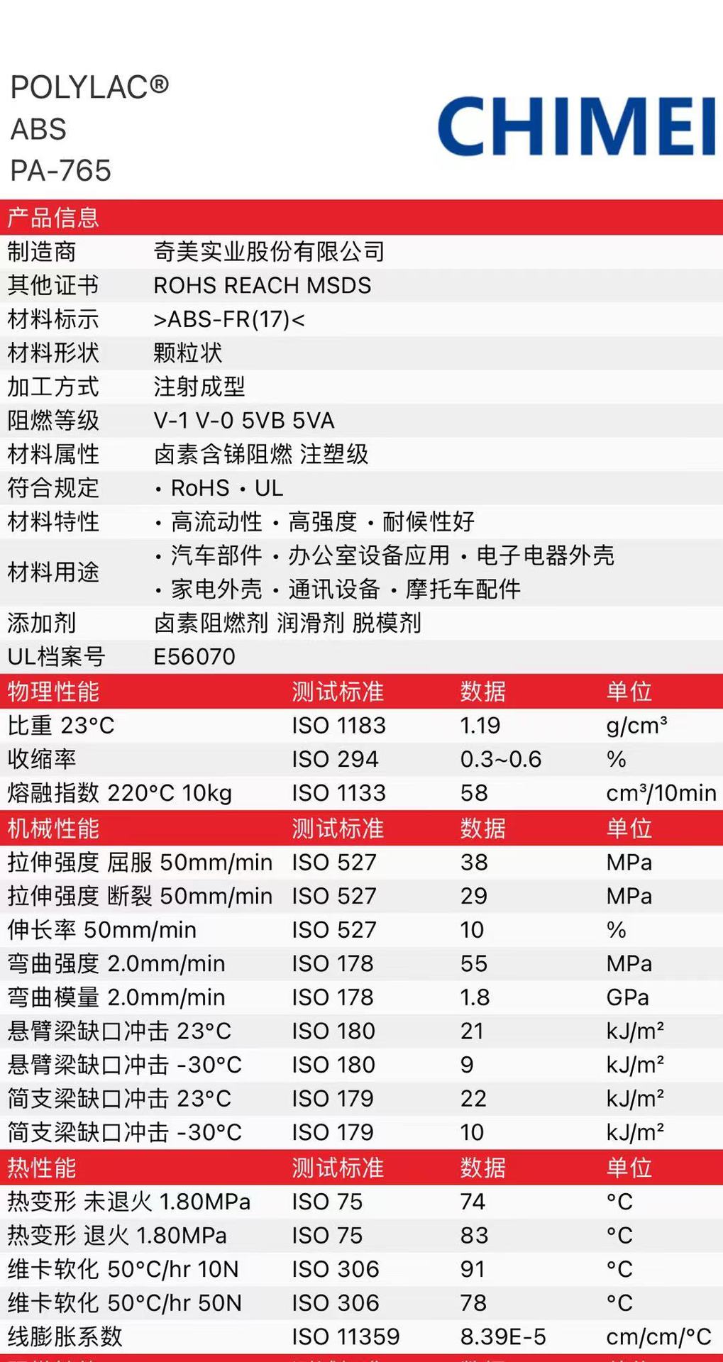ABS台湾奇美POLYLAC® ABS PA-765 ABS阻燃原料 本色防火-阿里巴巴