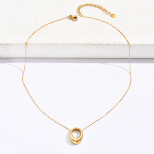 小众简约镂空圆环项链女新款ins高级感轻奢14K金欧美个性钛钢饰品-阿里巴巴