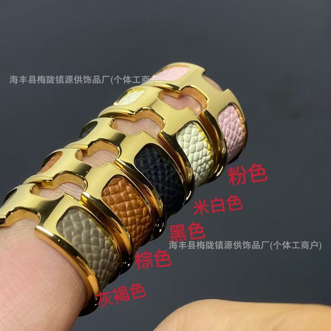 高版本CNCH家猪鼻子带皮戒指女镀18k玫瑰金情侣指环欧美跨境批发-阿里巴巴