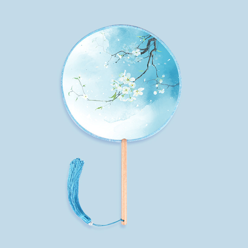 Translucent antique hanfu costume fairy dress dance round fan woman ...