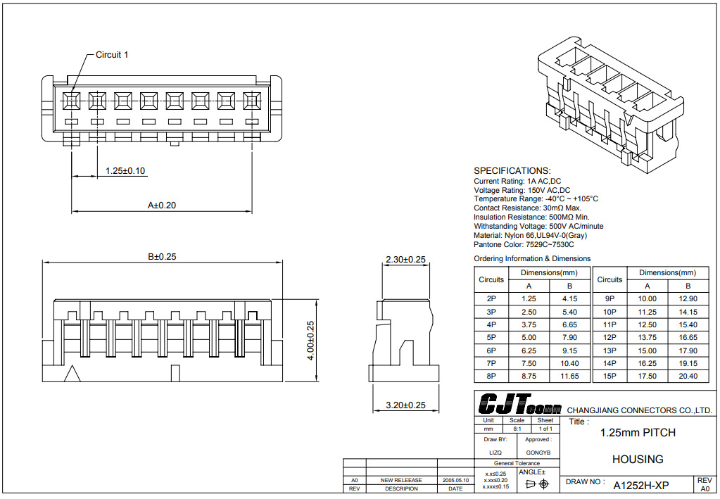 CJT现货A1252H-XP胶壳线对板连接器 仪器仪表用长江连接器-阿里巴巴