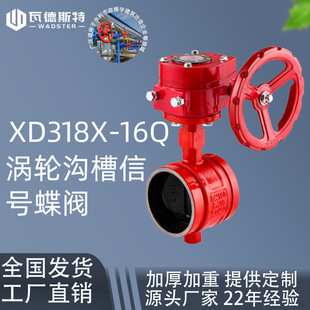 厂家直销XD381X-16Q涡轮沟槽信号蝶阀DN150手柄沟槽蝶阀软密封-阿里巴巴