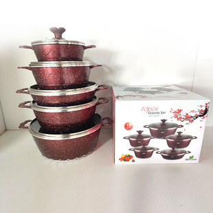 10 pcs Casserole Non Stick Cooking Pots Marble cookware set-阿里巴巴
