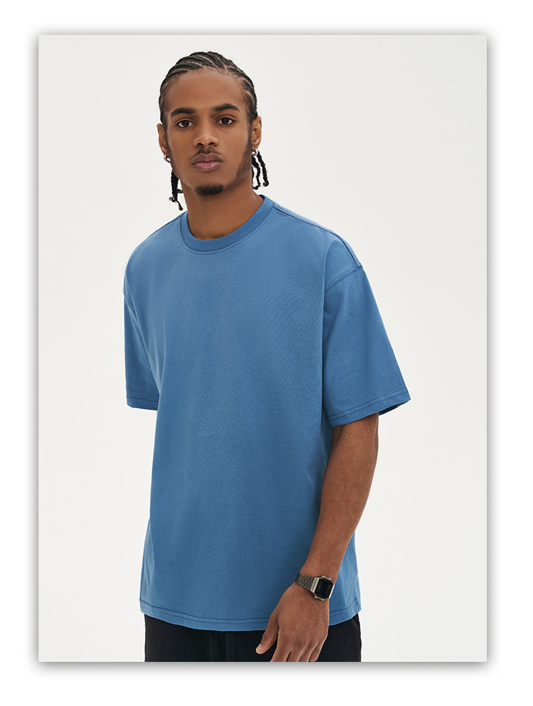 2024年新款280G纯棉重磅短袖t恤男宽松潮牌纯色FOG男装衣服打底衫-阿里巴巴