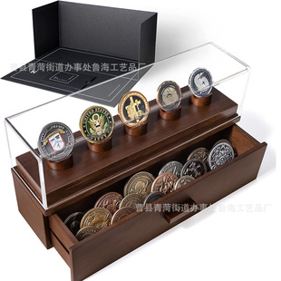木制纪念币收纳盒桌面摆台式纪念币展示盒复古木制纪念币盒-阿里巴巴