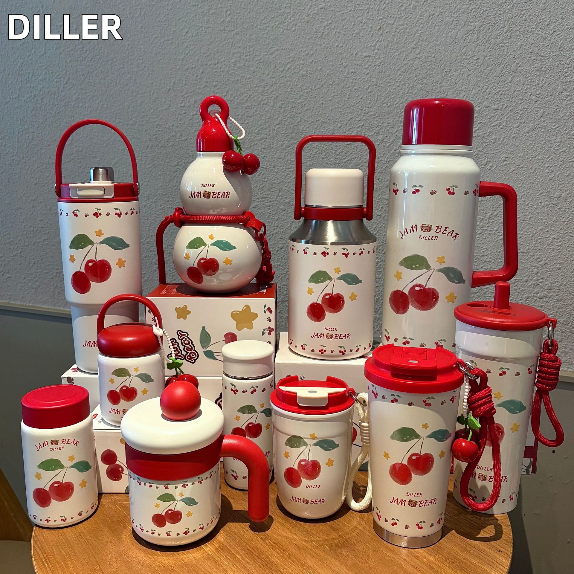 迪乐贝尔高颜值樱桃保温杯大容量316不锈钢水杯户外运动便携水壶-阿里巴巴