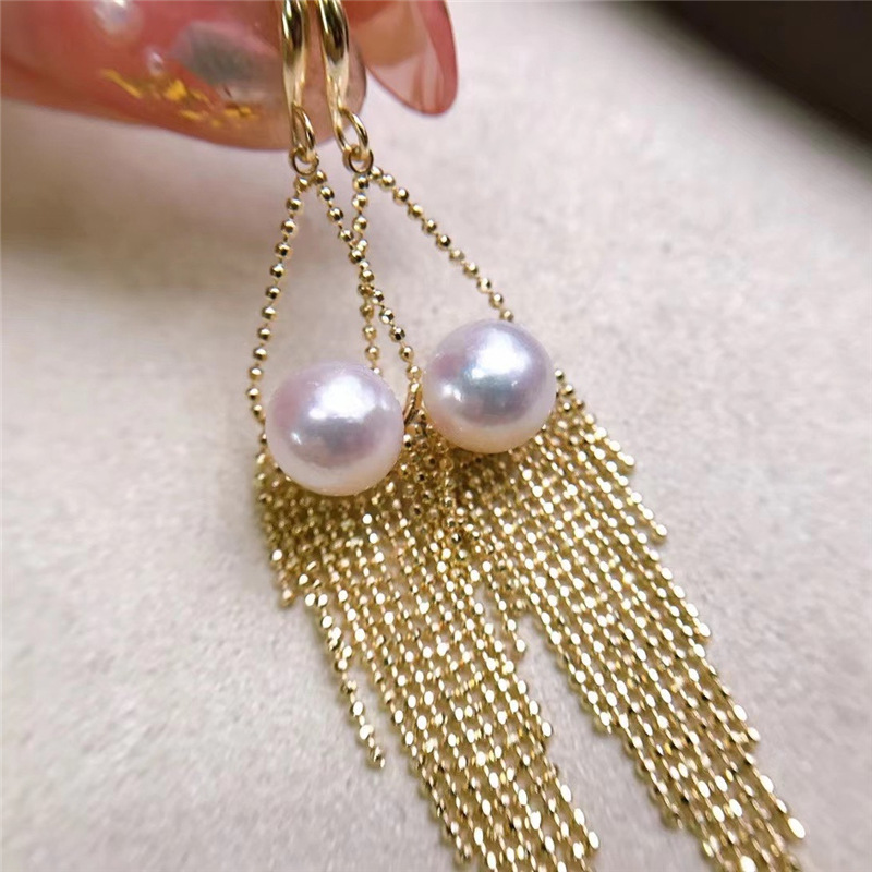 DIY珍珠配件 18K包金铜厚镀金捕梦网豆豆链编织流苏珠帘耳环空托-阿里巴巴