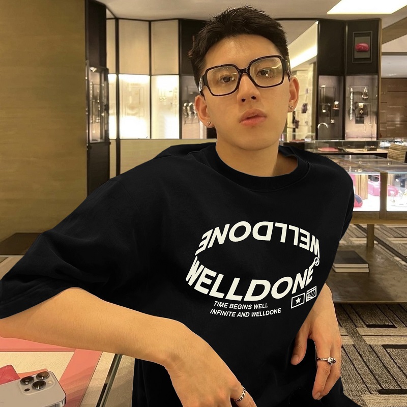 WE11DONE TRACK小众潮牌美式感夏季宽松男士情侣短袖T恤-阿里巴巴