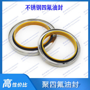 304不锈钢PTFE聚四氟乙烯油封真空泵空压机单双唇外骨架密封封-阿里巴巴