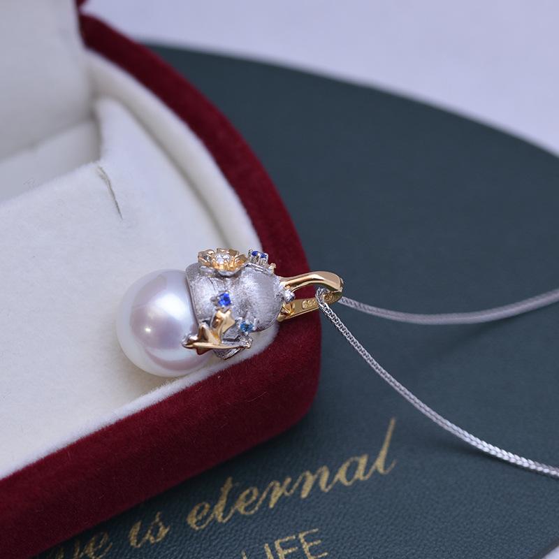 爱迪生淡水12-13mm白色正圆强光细微瑕珍珠吊坠项链S925银项饰-阿里巴巴