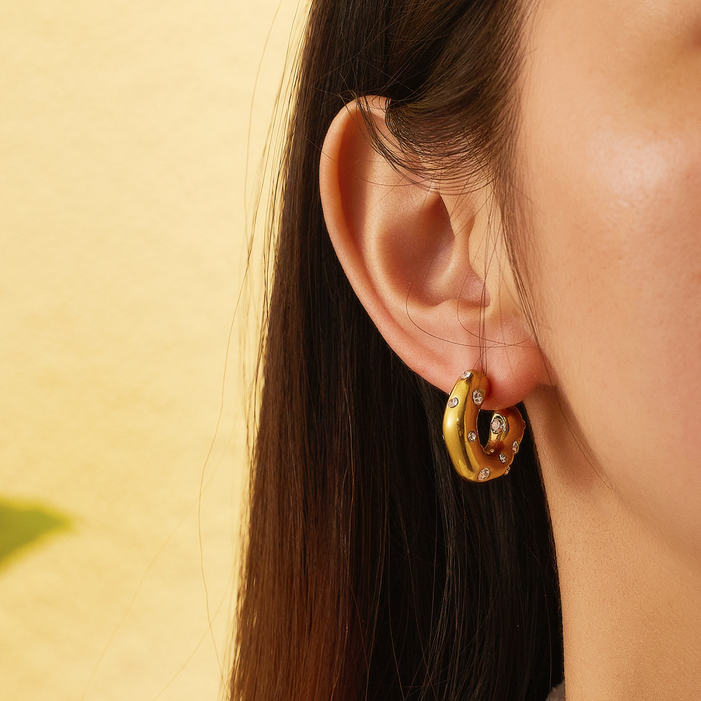 Supply Cross-Border New Diamond-Embedded Pearl Shaped Stainless Steel ...