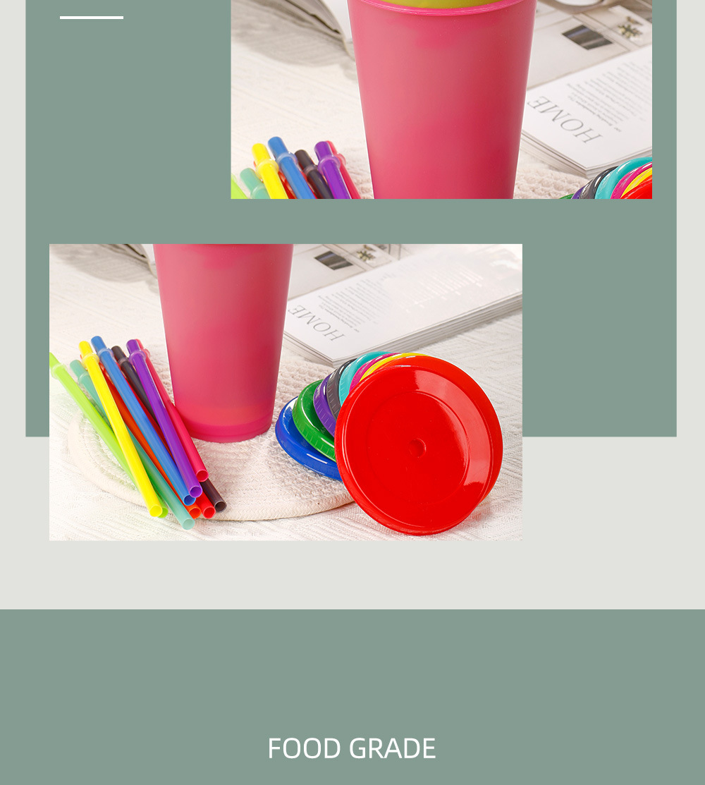 20007 厂家直销480ml吸管创意塑料变色杯 感温吸管塑料变色杯-阿里巴巴