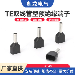 TE1008尼龙双线管型接线端子 针形针式线鼻子冷压并线端头-阿里巴巴