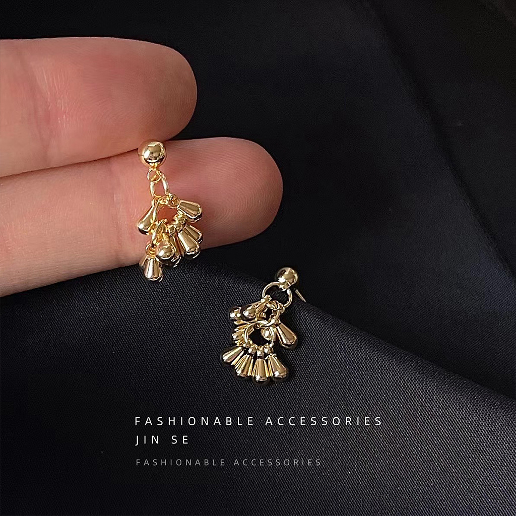 高级感~小麦穗流苏925银针镀14K个性创意简约耳钉 气质耳饰耳环-阿里巴巴