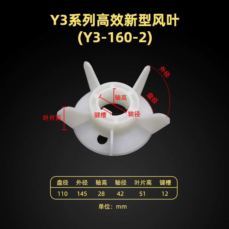 YX3电机扇叶片YE3三相电动机风叶加厚塑料风扇叶Y3/YB3马达散热叶-阿里巴巴